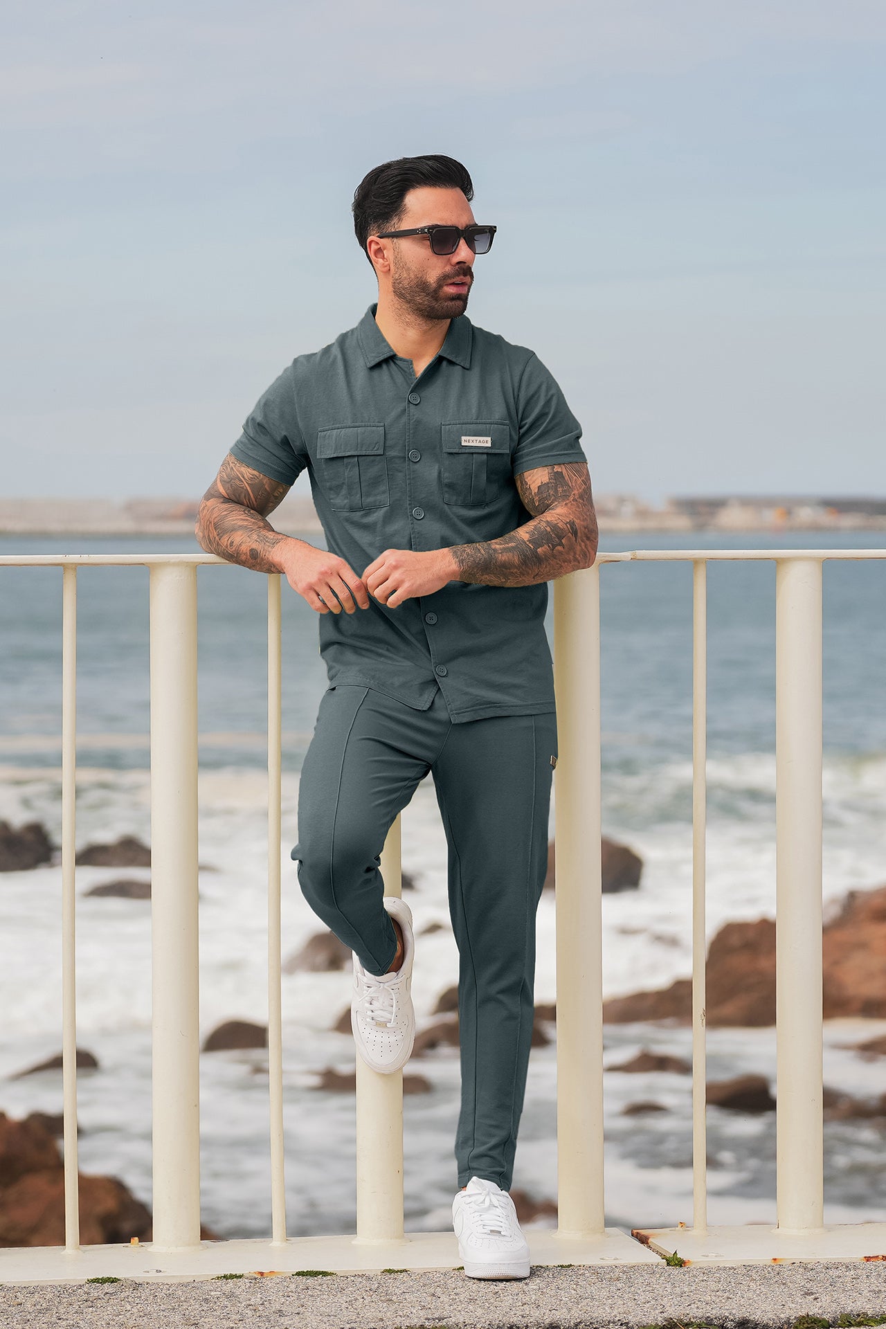 Nextage Front Pocket Detail Forest Grey Tracksuit - Summer Tracksuit in ...