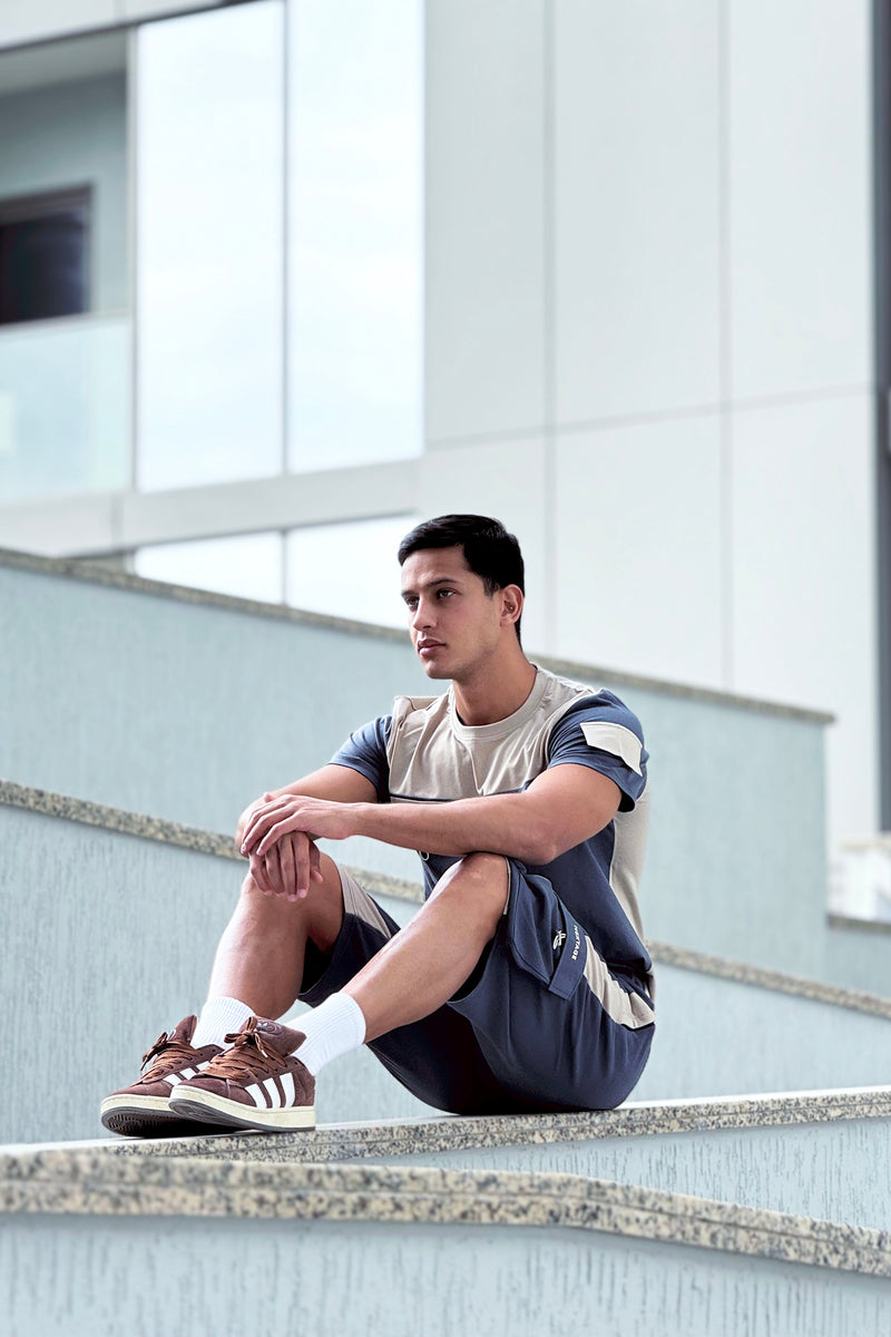 NEXTAGE CARGO PANELLED SHORT SET - Men Summer Short Set - NextAge