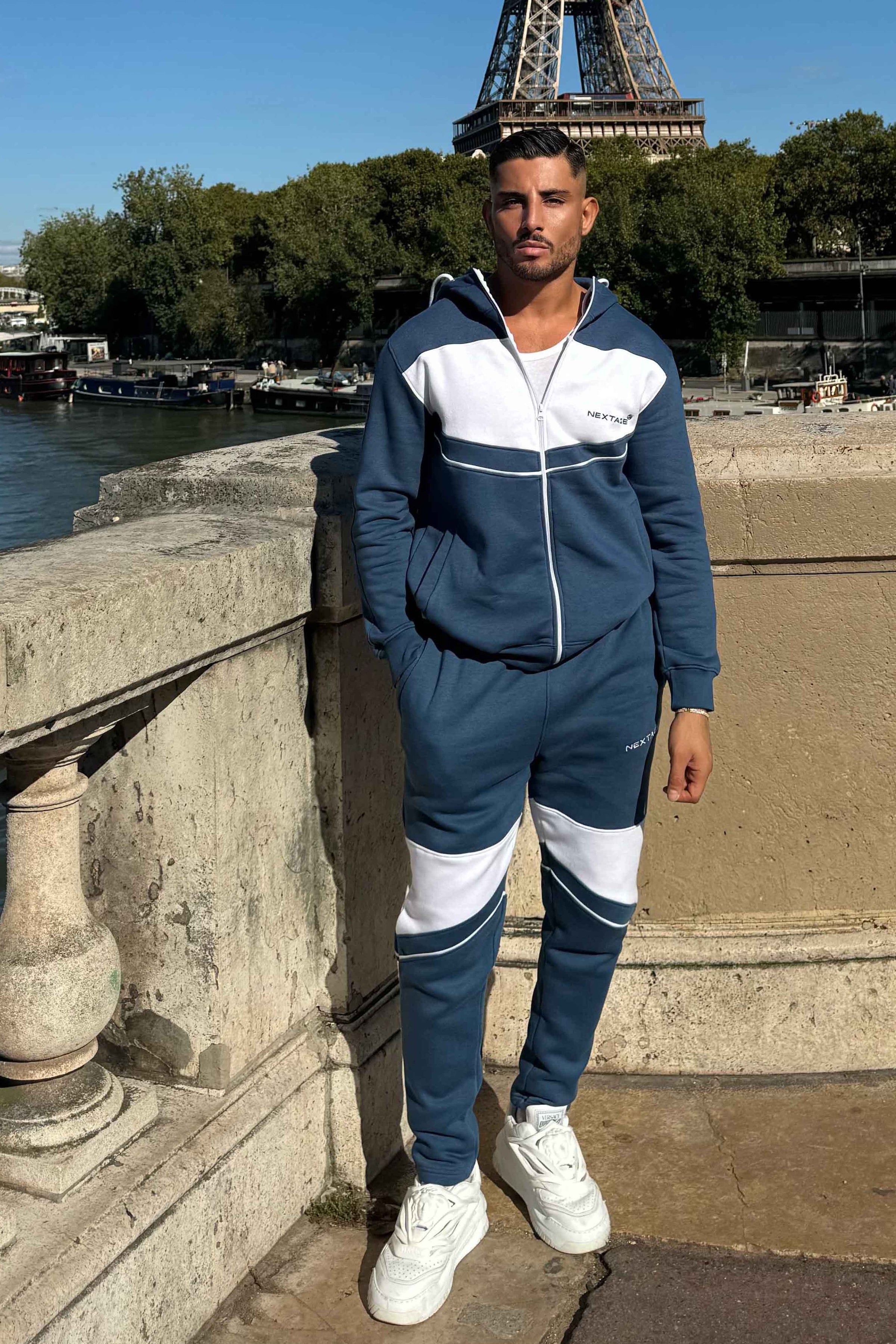 Nextage Blue Piping Detail Hooded Fleece Tracksuit - Online Men ...