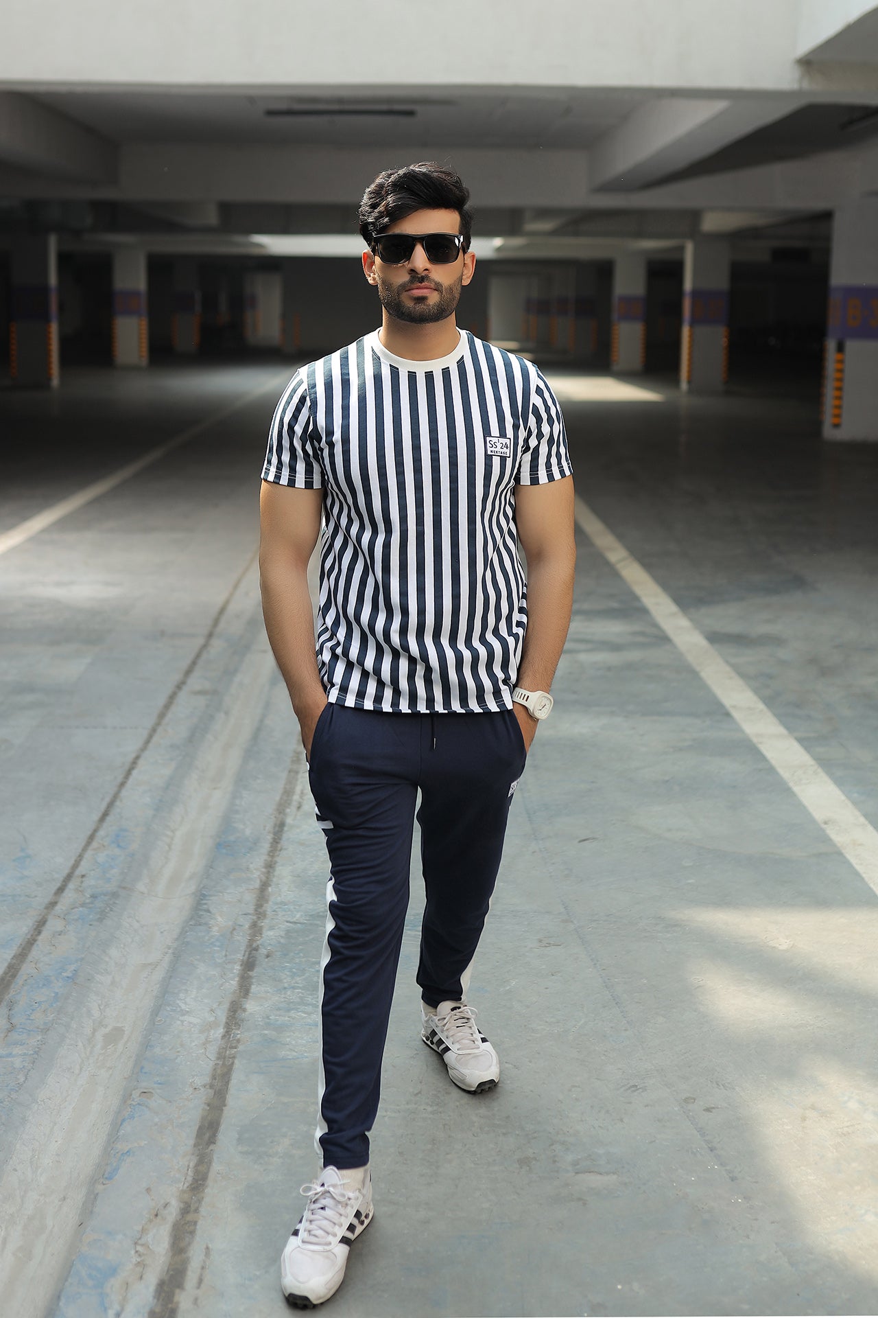 Nextage Navy Stripe Tracksuit - Cotton Tracksuit - Summer Tracksuits ...