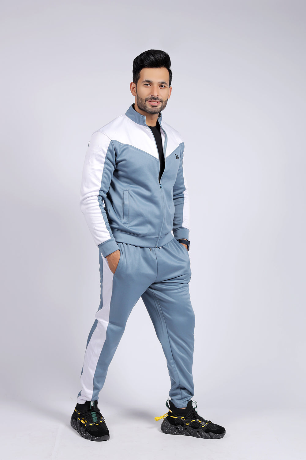 Dusty Blue Contras Slogan Tracksuit - Winter Tracksuit For Men - NextAge