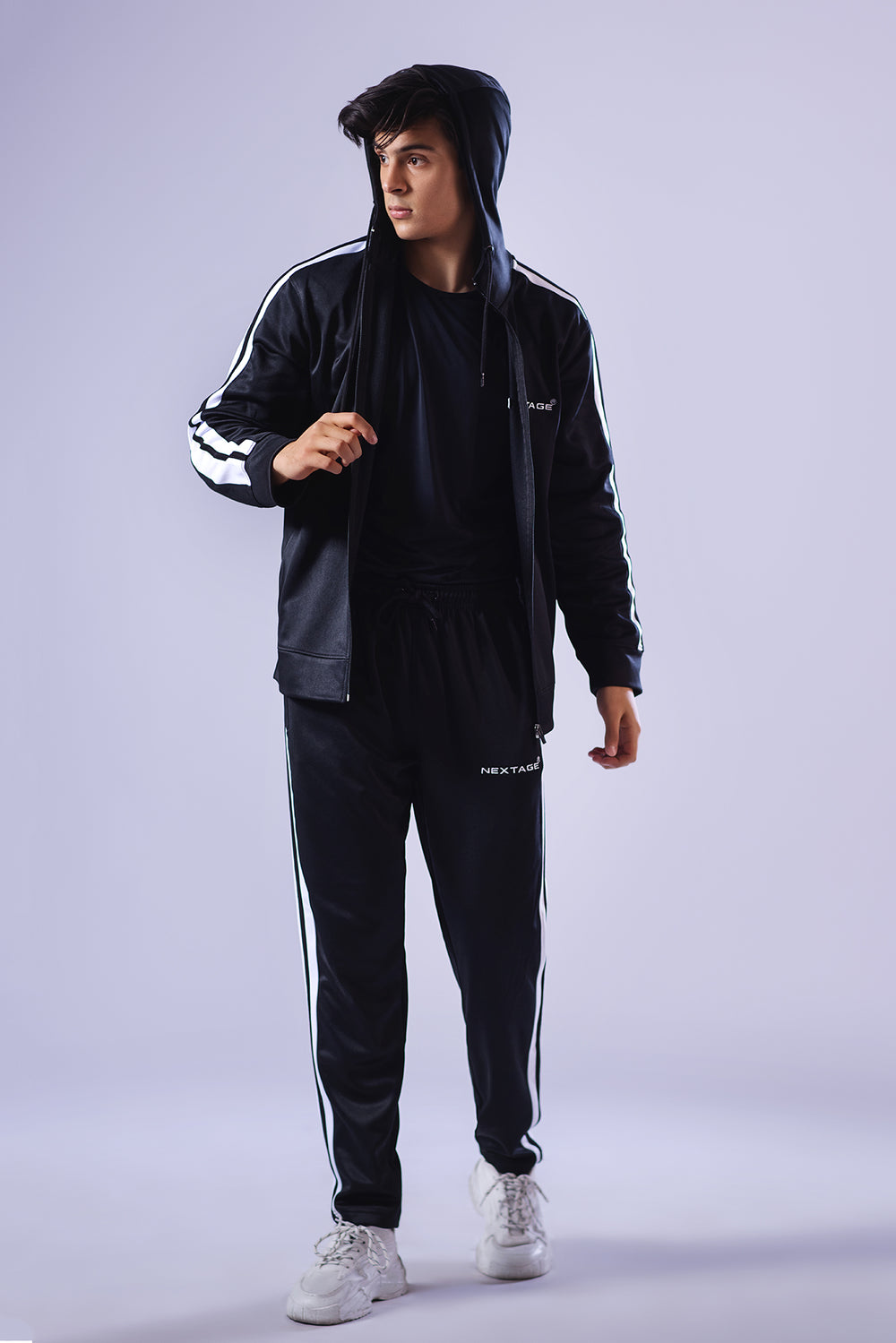 Nextage: Black Hoodie Ultimate Winter Tracksuit - Black Hoodied Track suit