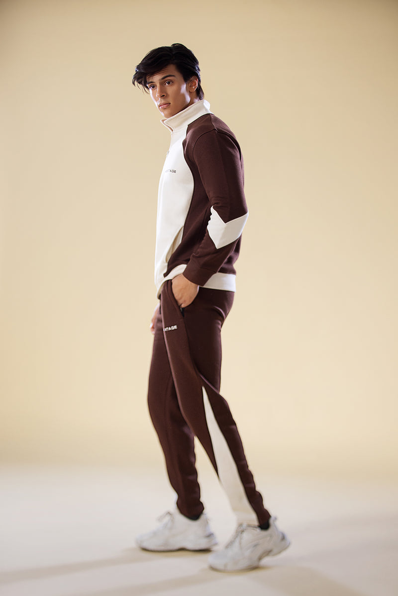 Funnel Neck Colour Block Tracksuit - Nextage - Winter Tracksuit For Men