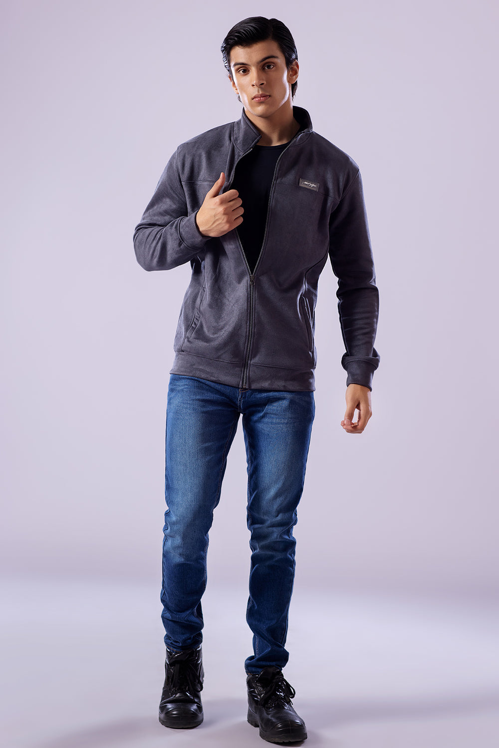 Nextage Grey Suede Upper Jacket - Buy Online Mens Jackets in Pakistan