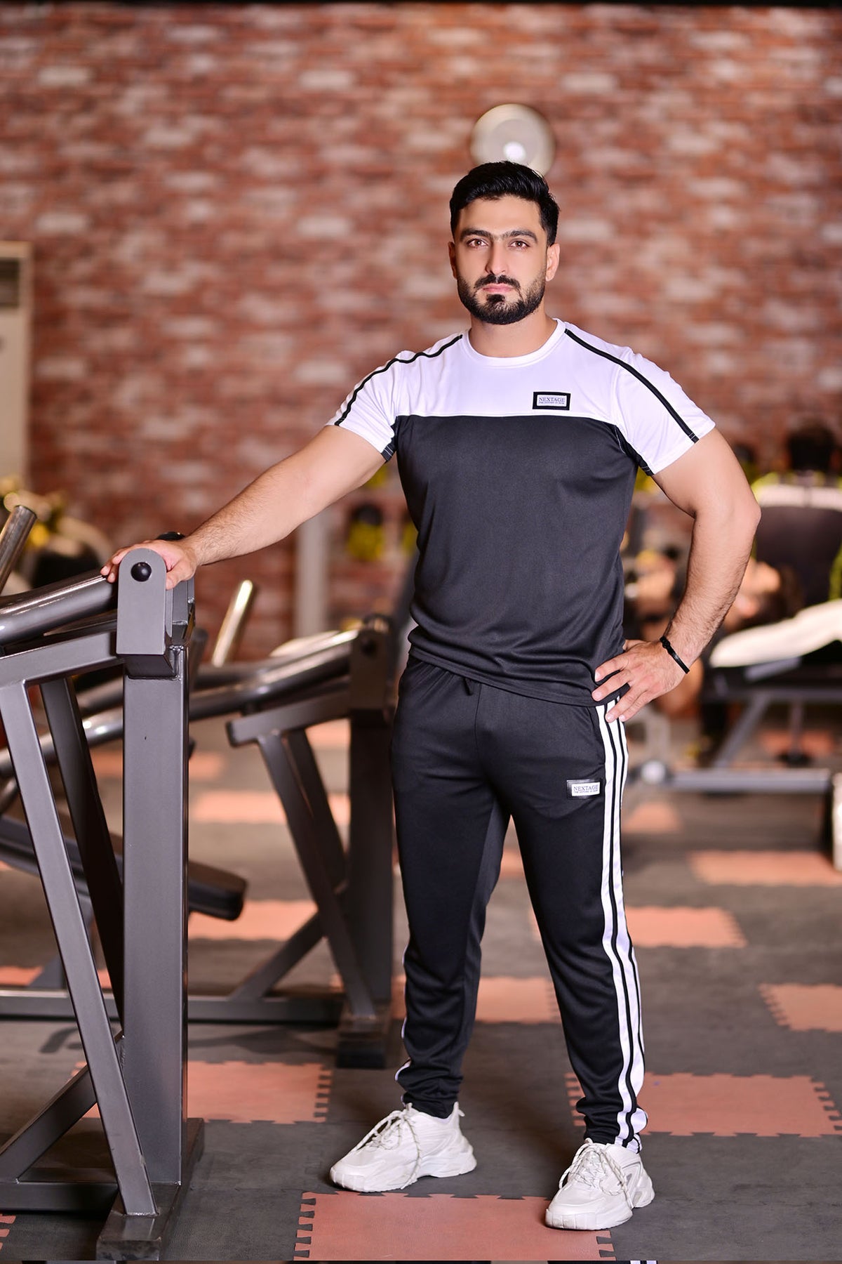 NEXTAGE Future Slogan Black Side Stripe Dri-Fit Tracksuit - Sports Wear ...