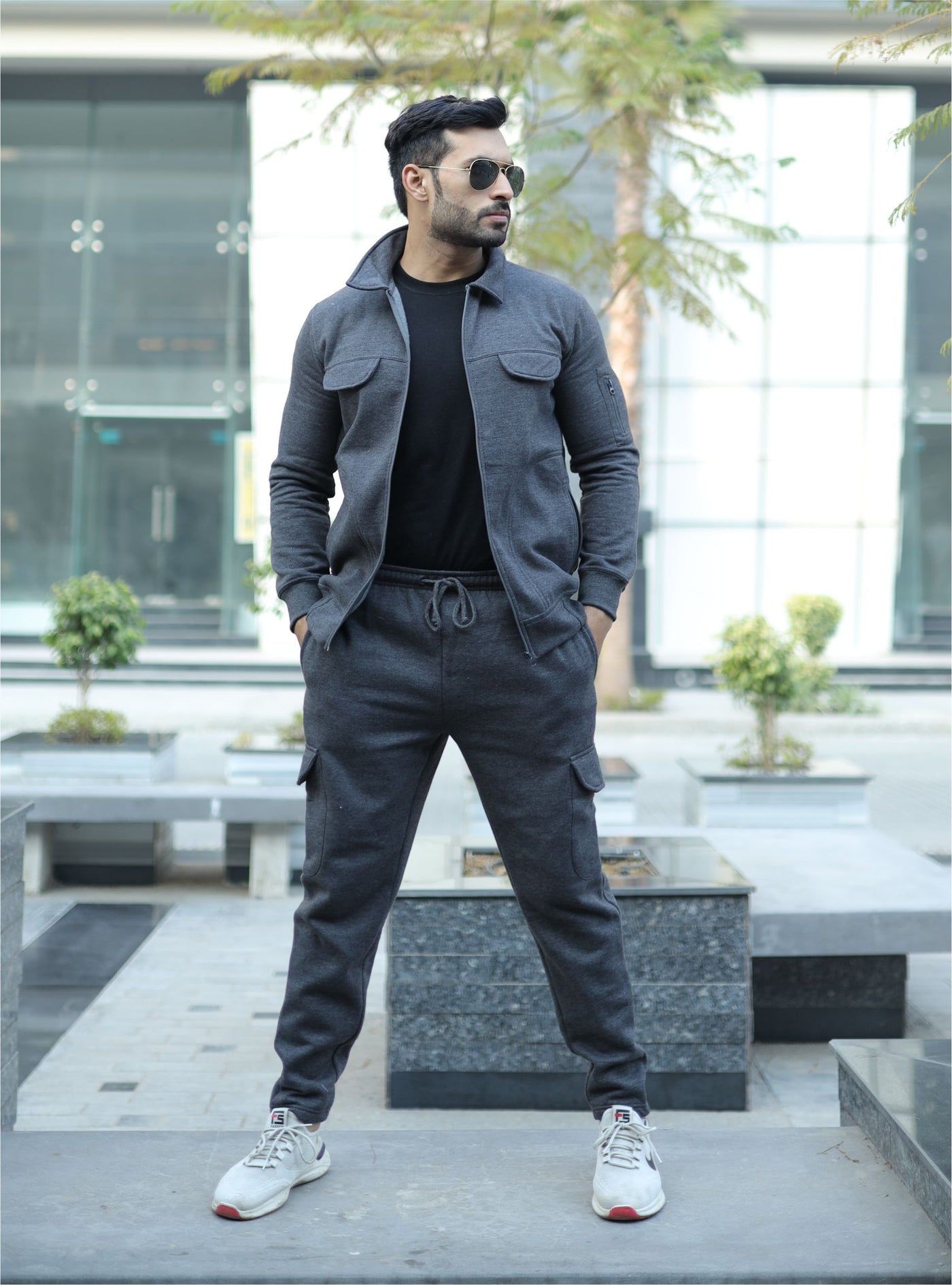 CHARCOAL CARGO TRACKSUIT - Online Men's Tracksuit's- Winter Tracksuit